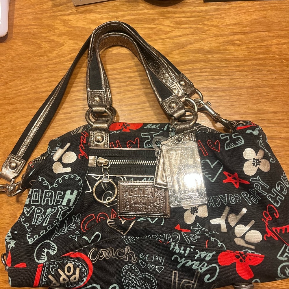 Coach Poppy Graffiti Lurex Satchel Bag #16200 - Gem